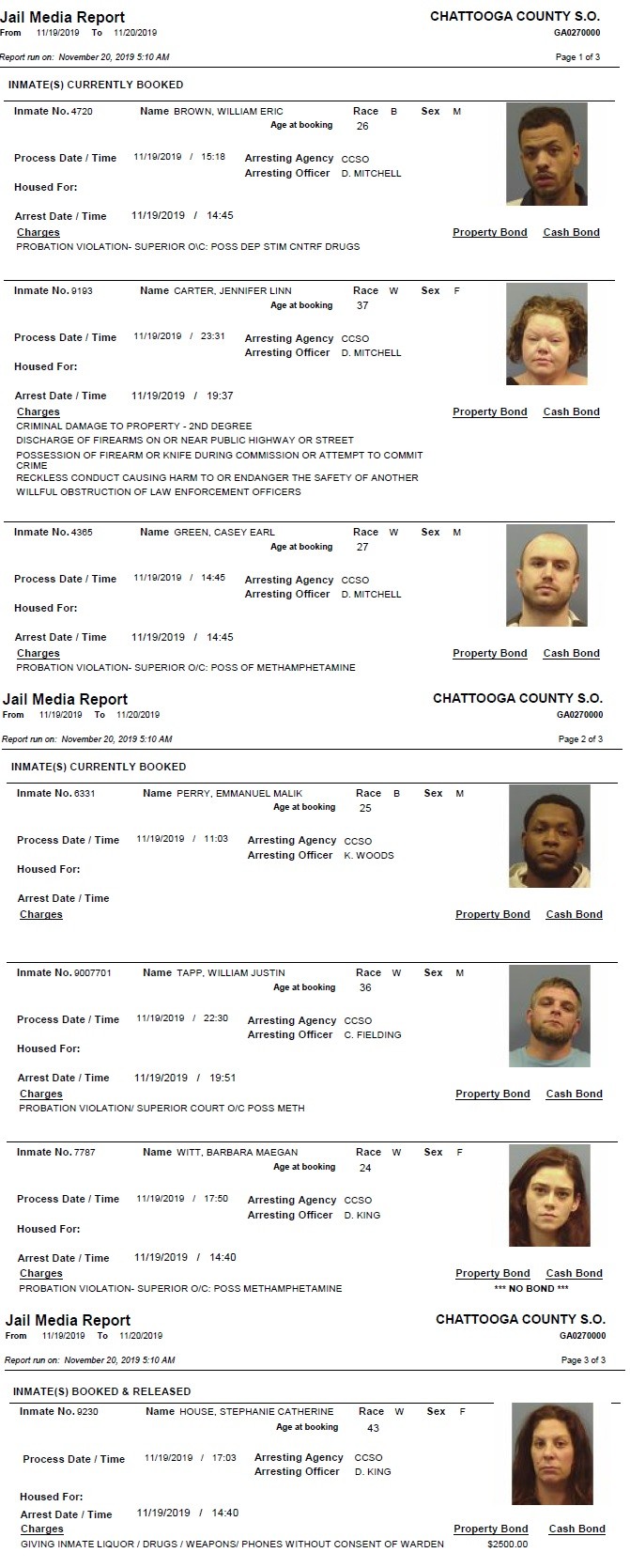 Arrest Report – Wednesday November 20, 2019 | AM 1180 Radio