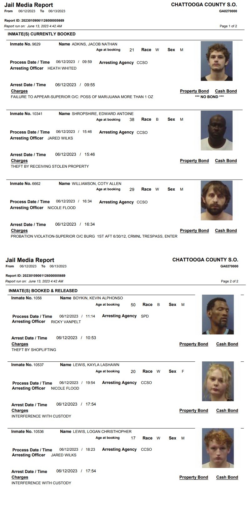 Arrest Report – Tuesday – June 13, 2023 | AM 1180 Radio