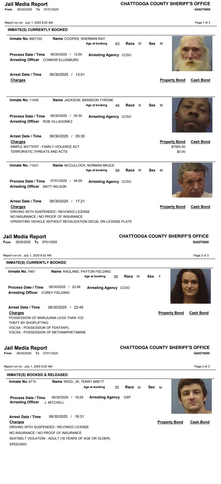 Arrest Report – Tuesday – July 1, 2025 | AM 1180 Radio