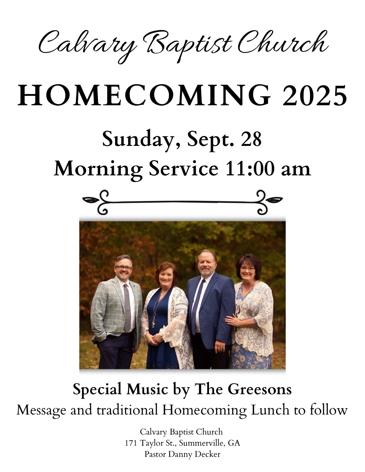 Calvary Baptist Church Homecoming Sunday September 28th | AM 1180 Radio