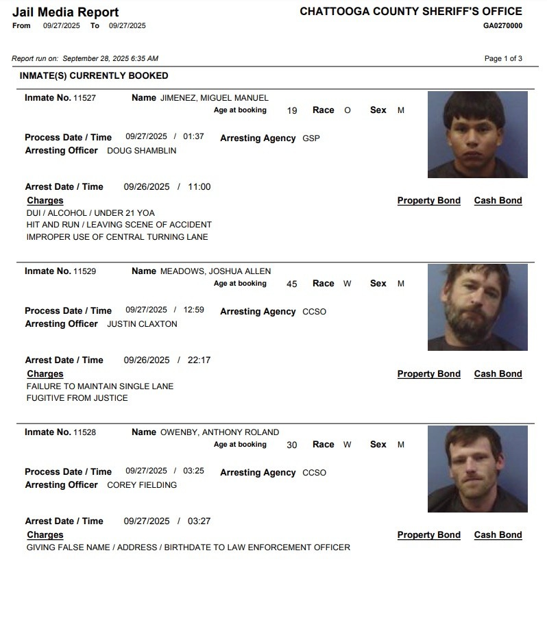 Arrest Report – Sunday – September 28, 2025 | AM 1180 Radio